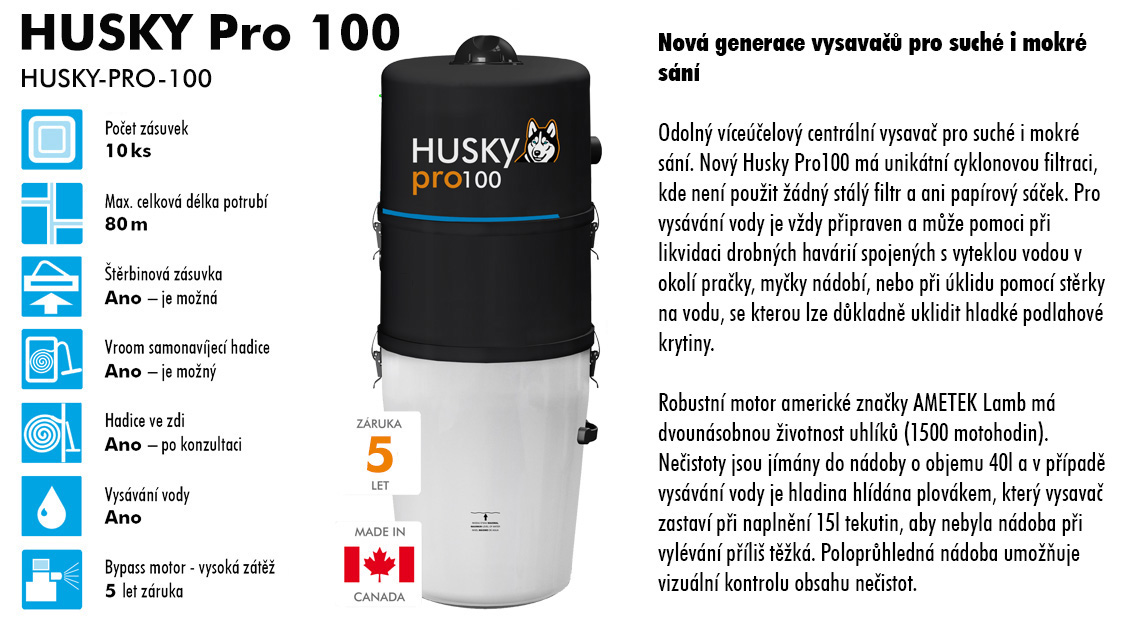 Centrální vysavač HUSKY PRO 100 | Centrální vysavače Husky