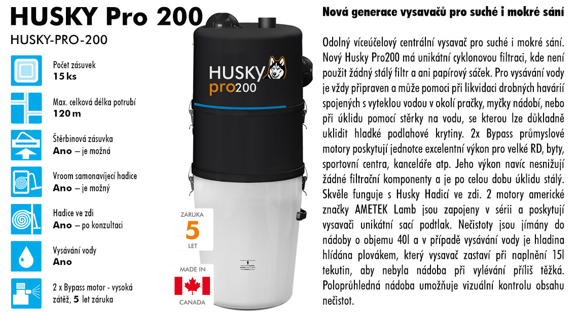 Centrální vysavač HUSKY PRO 200 | Centrální vysavače Husky